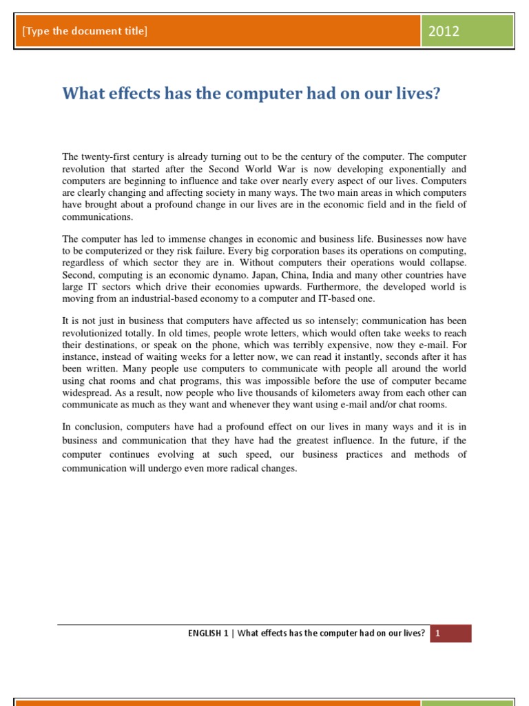 Impact of Computers on Society | PDF | Economies | Computing And ...