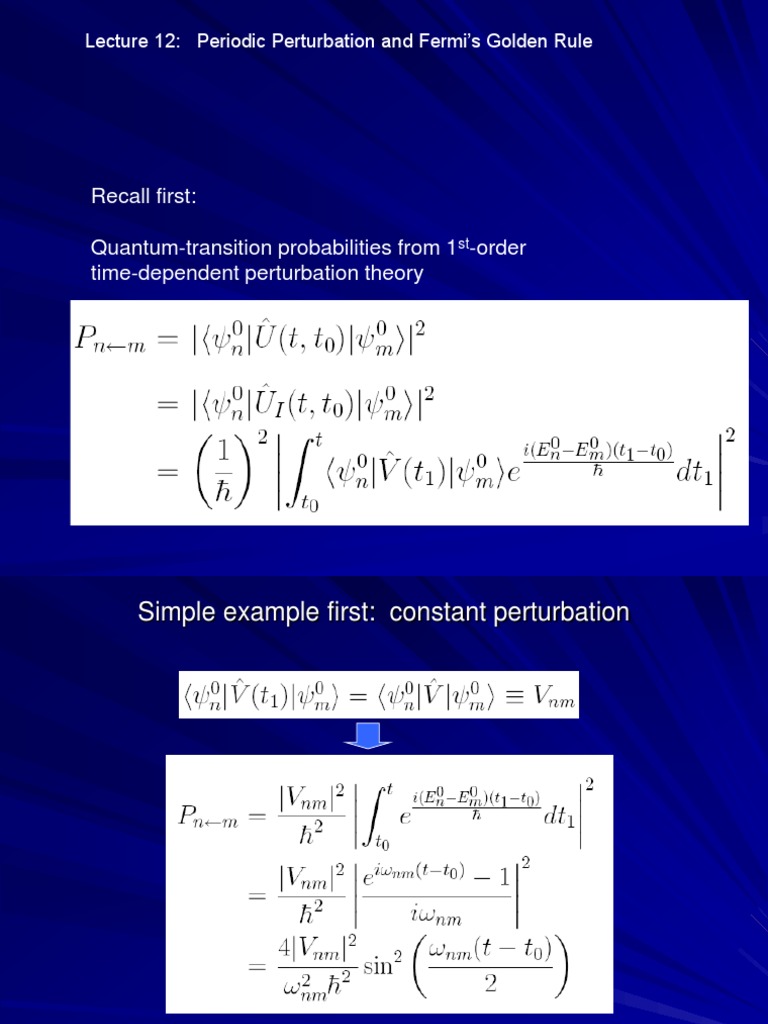 Lecture 12 | PDF | Perturbation Theory (Quantum Mechanics) | Quantum Mechanics