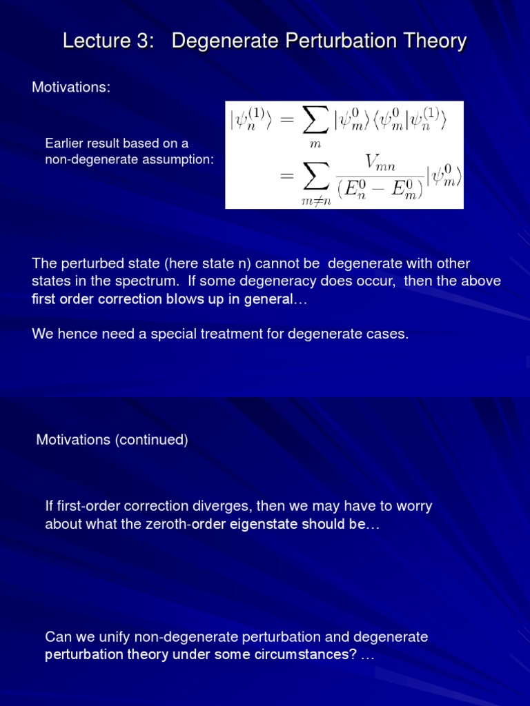 Lecture 3 | PDF | Perturbation Theory (Quantum Mechanics) | Eigenvalues And Eigenvectors