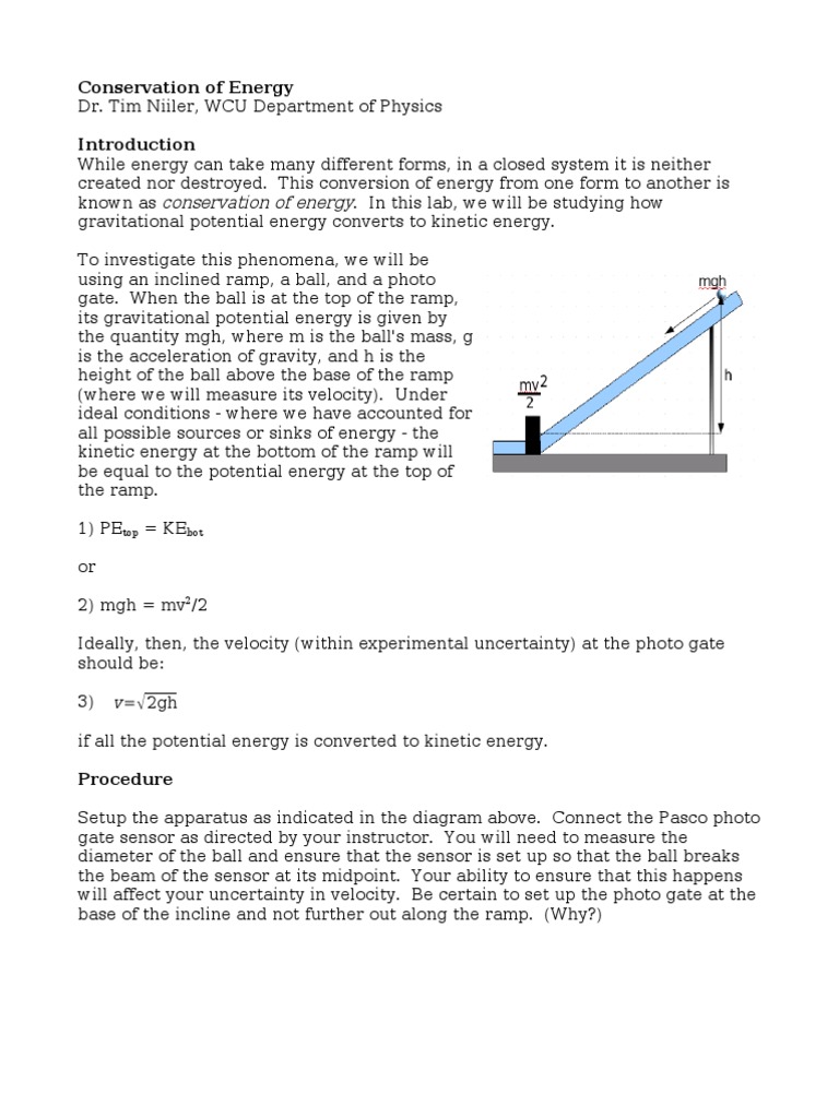 Lab 6 Conservation | Potential Energy | Velocity