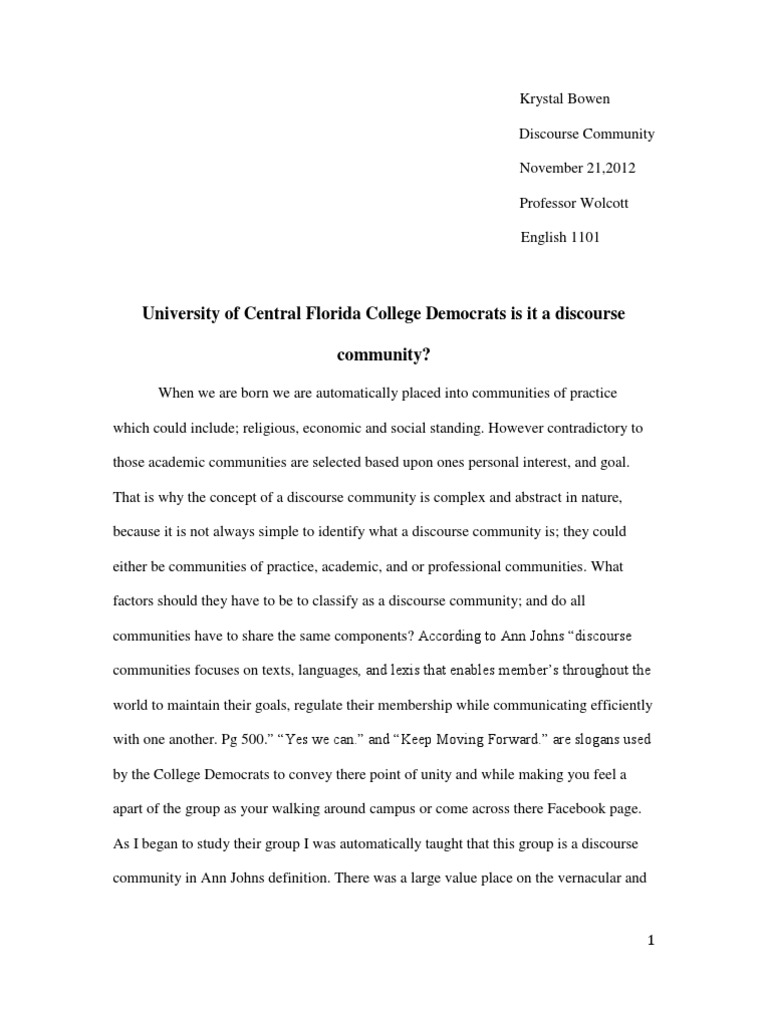UCF College Democrats: A Discourse Community | PDF | Discourse ...