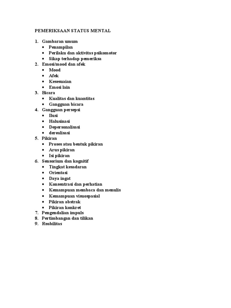 Pemeriksaan Status Mental | PDF