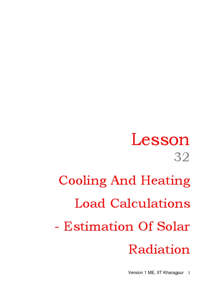 Solar Radiation and Load Calculations | PDF