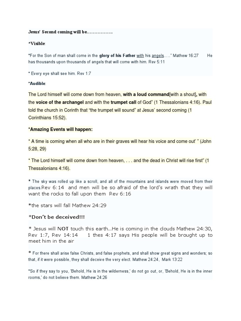Second Coming-Quick Study | PDF | Second Coming | Jesus