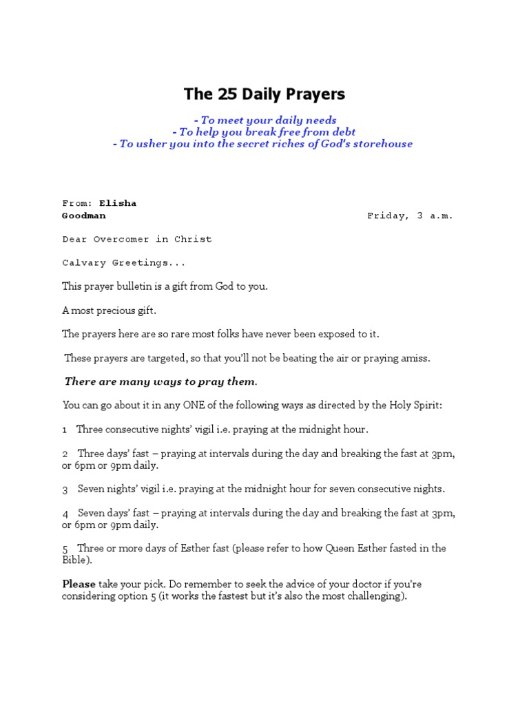 The 25 Daily Prayers | PDF | Prayer | Jesus