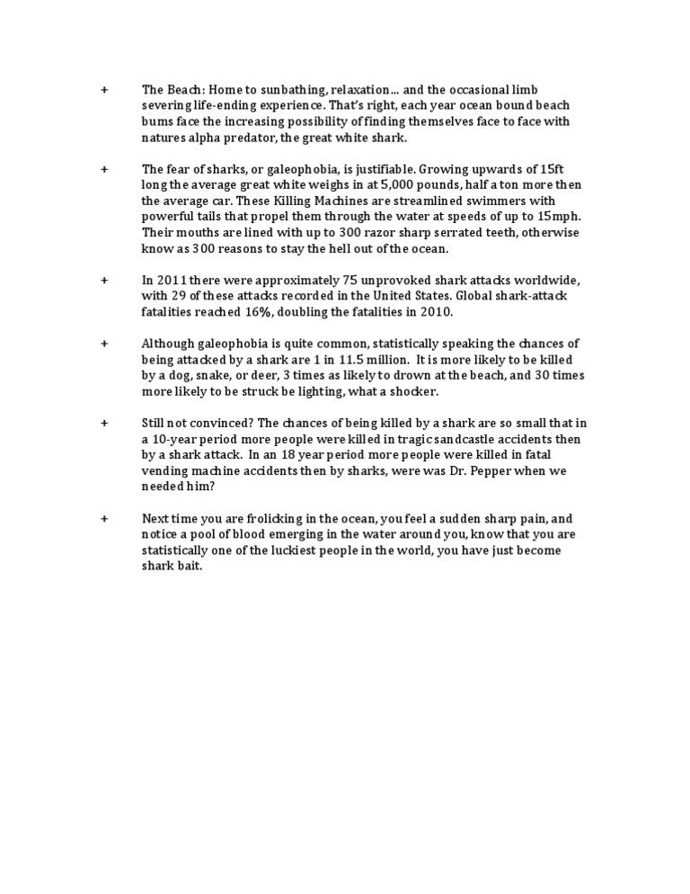 Shark Bait Script | PDF | Elasmobranchii | Sharks