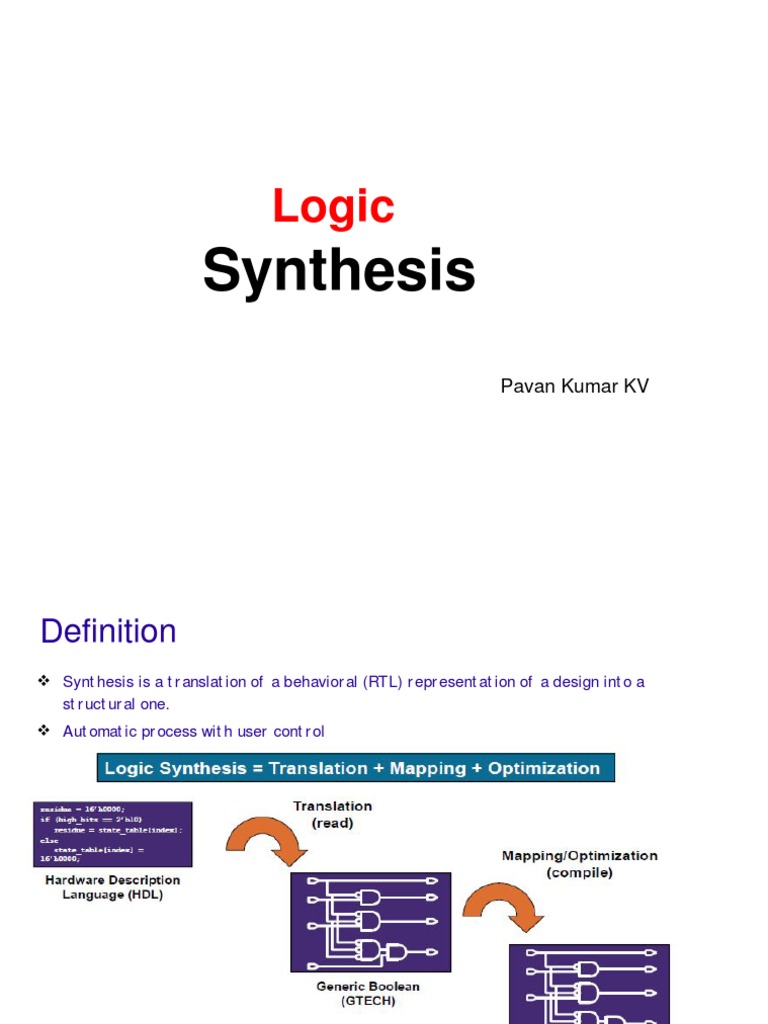 Logic Synthesis 1 PavanKV | Download Free PDF | Hardware Description Language | Program Optimization