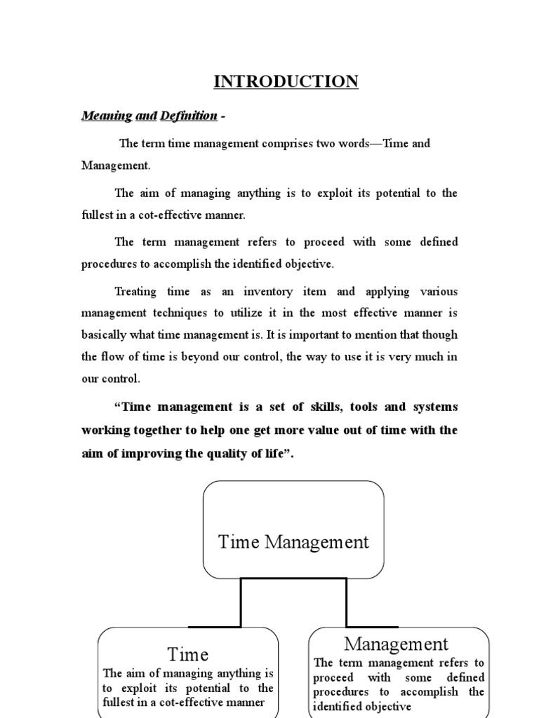 Time Management: Meaning and Definition | PDF | Sampling (Statistics ...