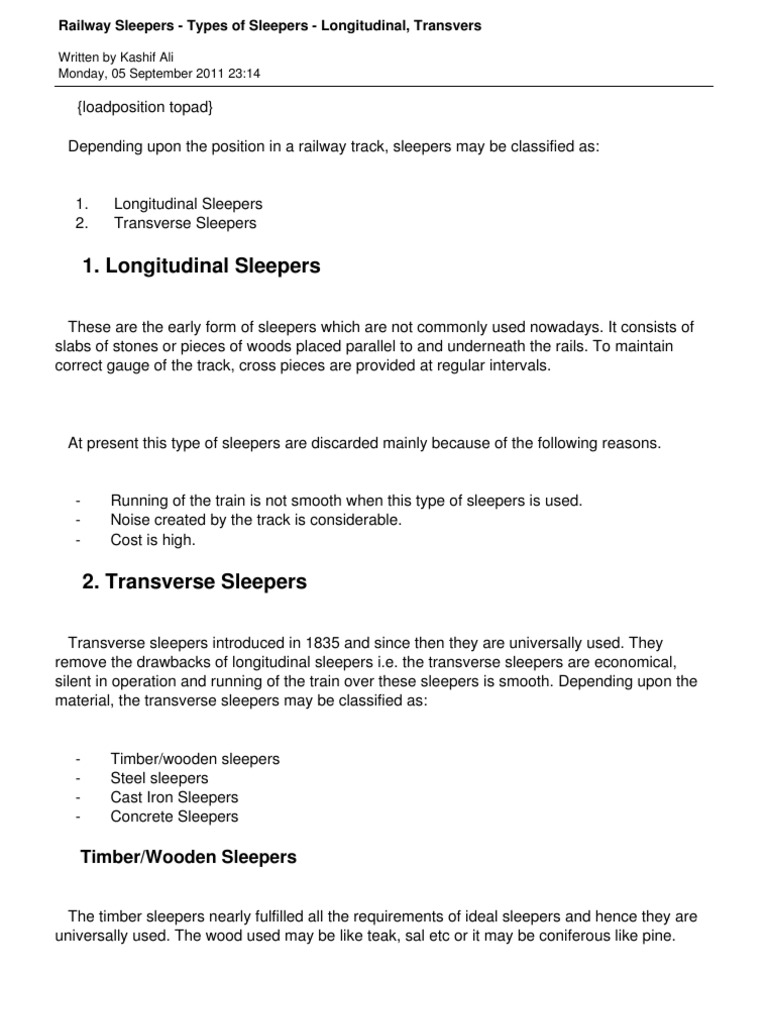 Types of Railway Sleepers Explained | PDF | Track (Rail Transport ...