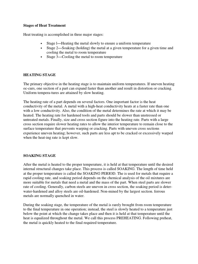 Stages of Heat Treatment | PDF | Heat Treating | Steel