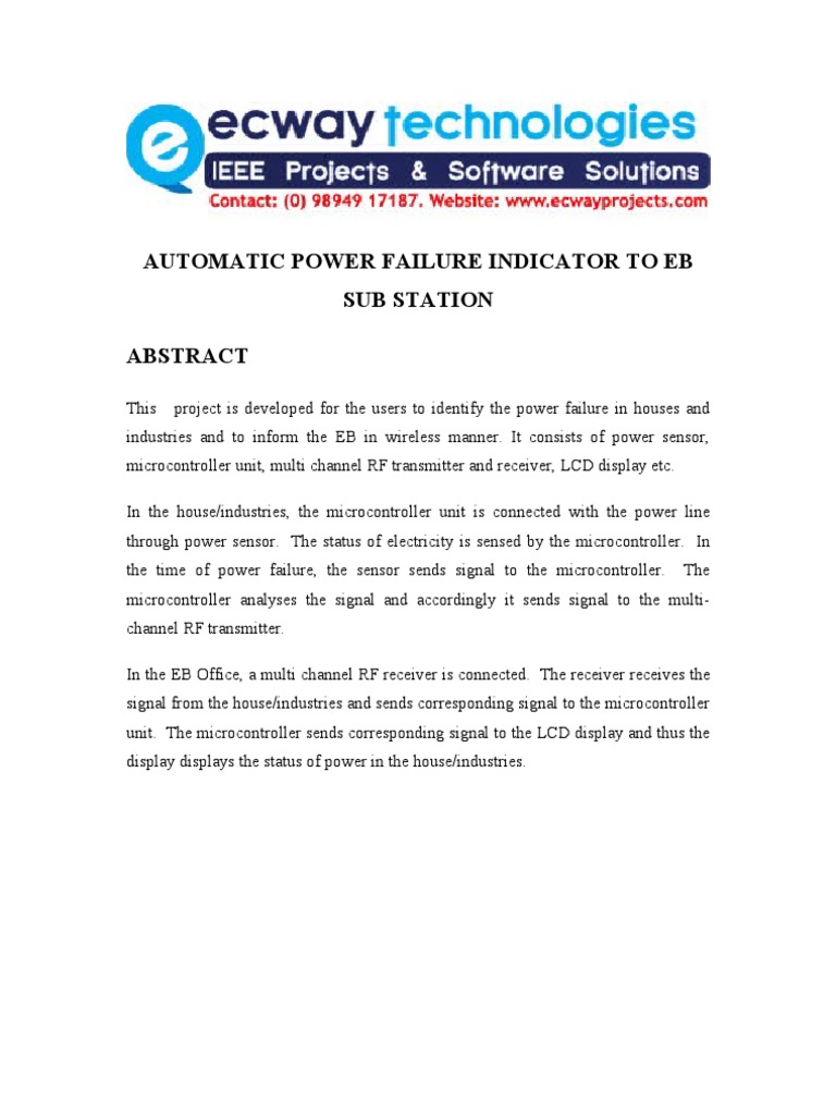 Automatic Power Failure Indicator System | PDF