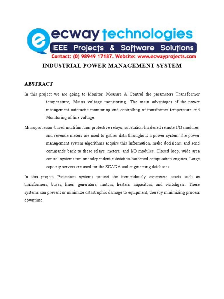 Industrial Power Management System Overview | PDF | Scada | Electric Power