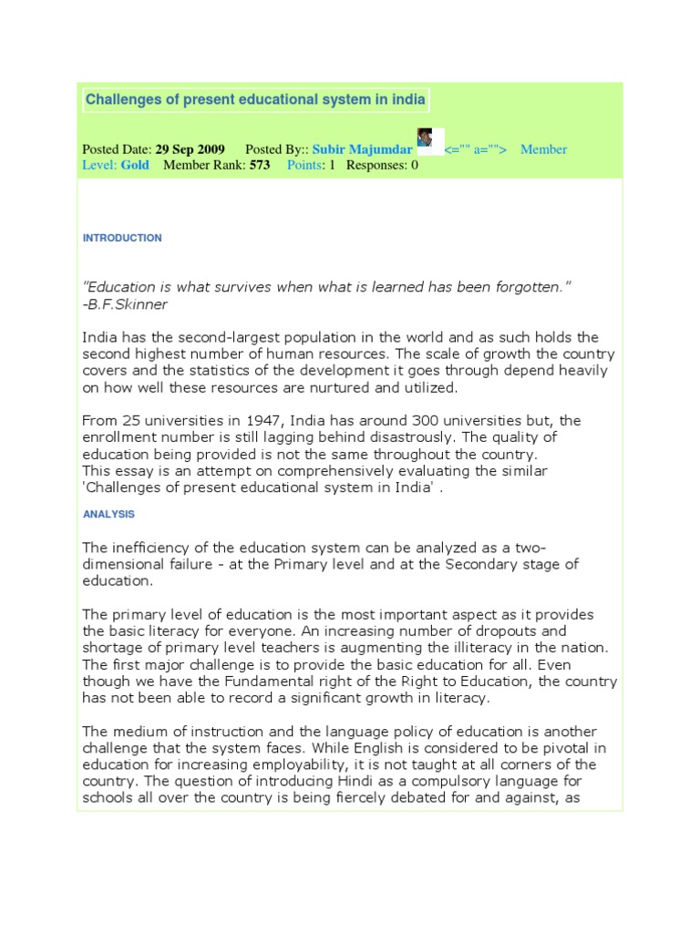 Education System | PDF | Literacy | Teachers