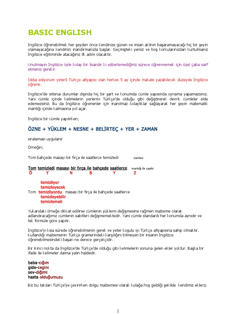 Ingilizce Gramer | PDF