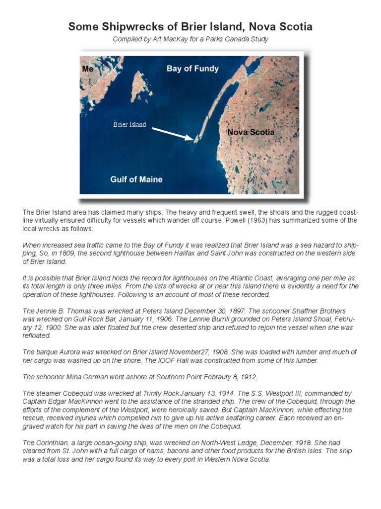 Some Shipwrecks of Brier Island, Nova Scotia | PDF | Shipwrecks | Ships
