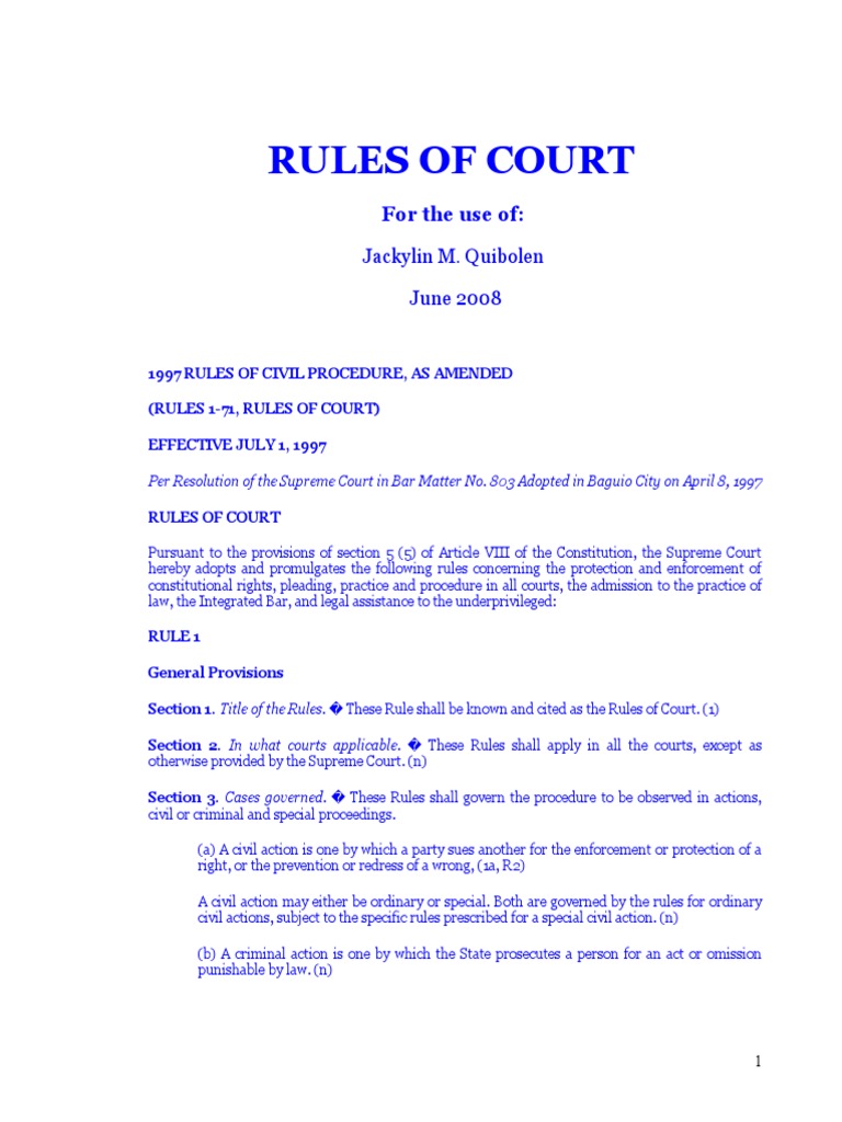 Phil Rules of Court | PDF | Legal Procedure | Judiciaries