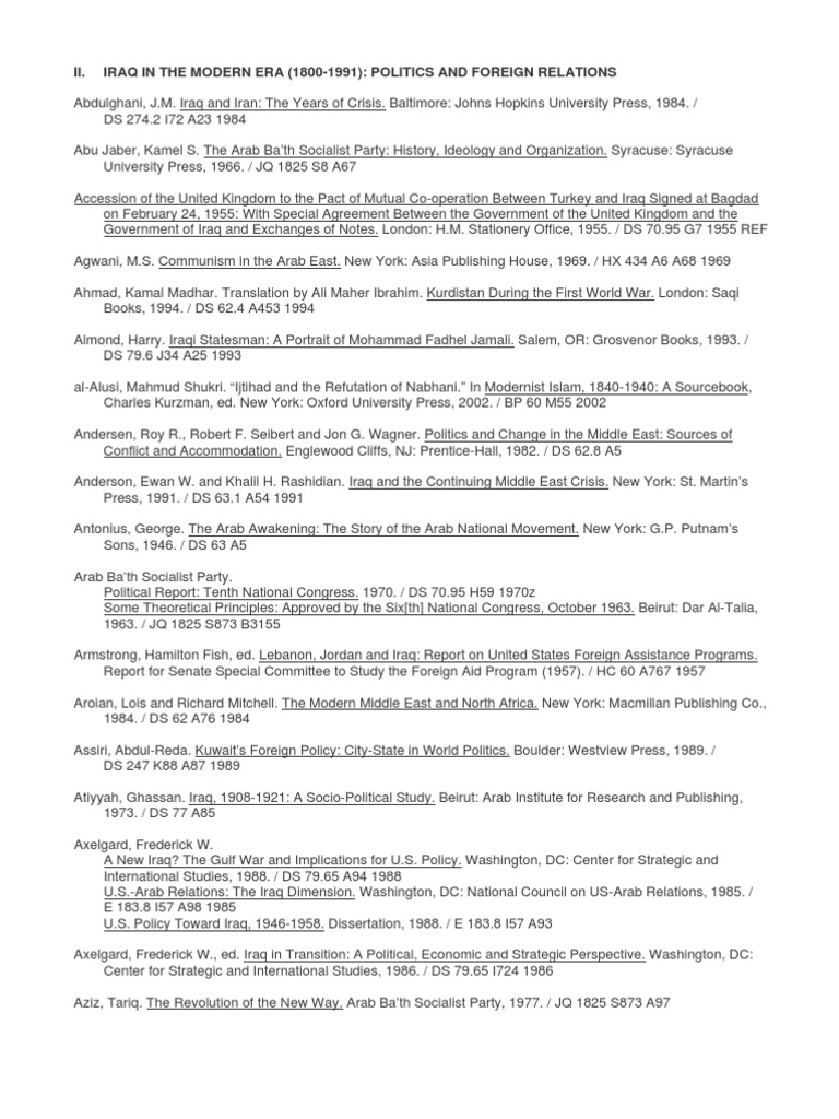 Iraq's Political History (1800-1991) | PDF | Iraq | Saddam Hussein