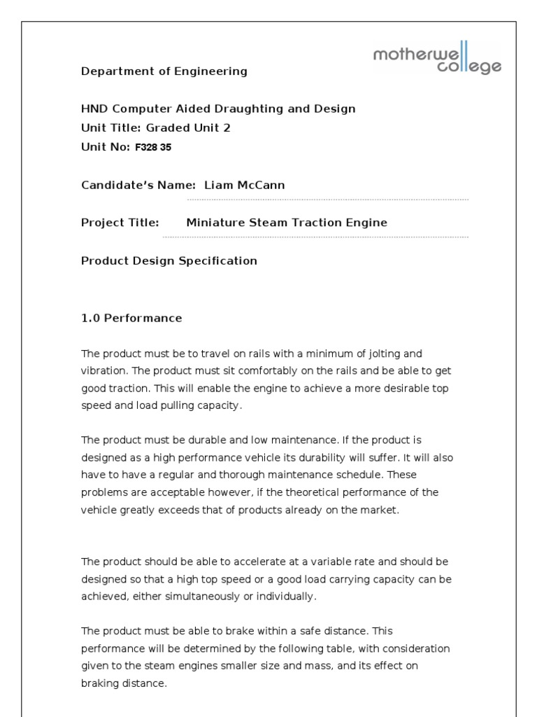 Product Design Specification | PDF | Steam Locomotive | Boiler