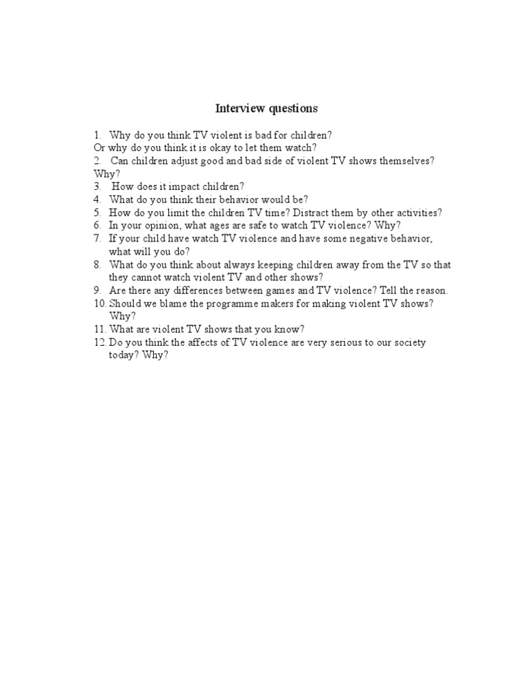 Impact of TV Violence on Children | PDF