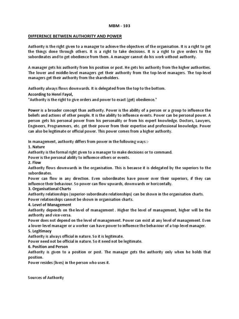 Difference Between Authority and Power | PDF | Hierarchy | Expert