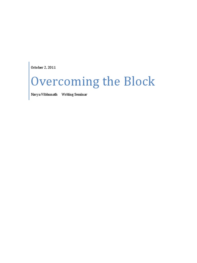 Overcoming The Block | PDF | Writer's Block | Procrastination
