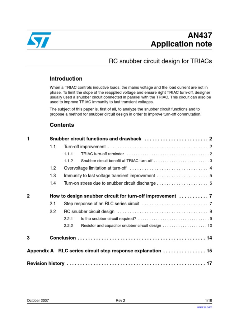 Snubber Circuit - RC Snubber Design Using TRIACs | PDF | Capacitor ...