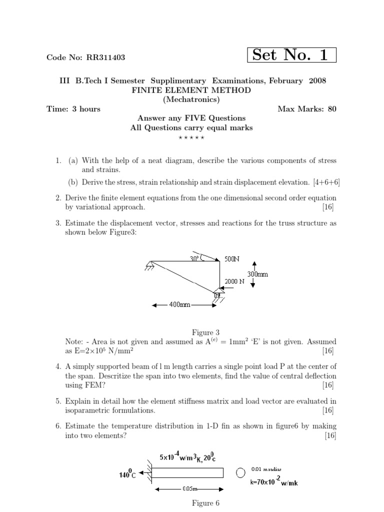 Finite Element Method Exam Questions | PDF