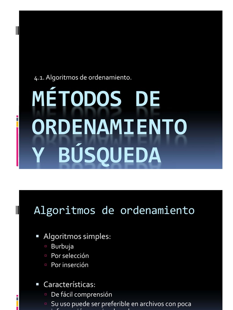 Métodos De Ordenamiento Pdf Programación De Computadoras Algoritmos Y Estructuras De Datos