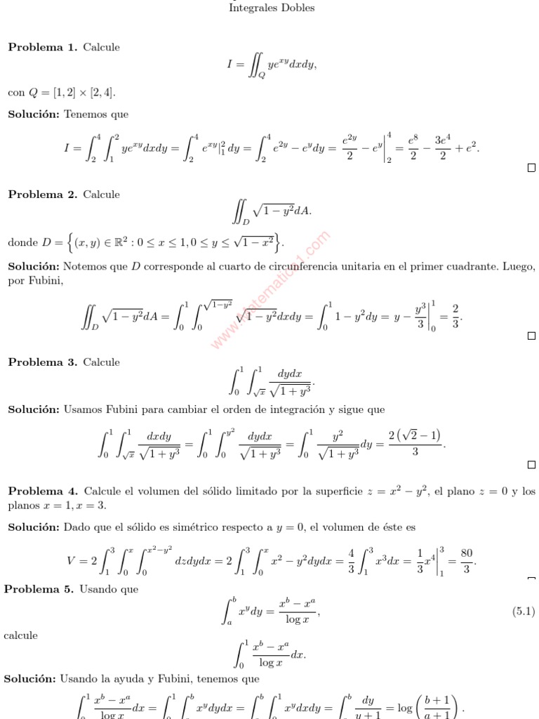 Integrales Dobles Problemas Resueltos | Física y matemáticas ...