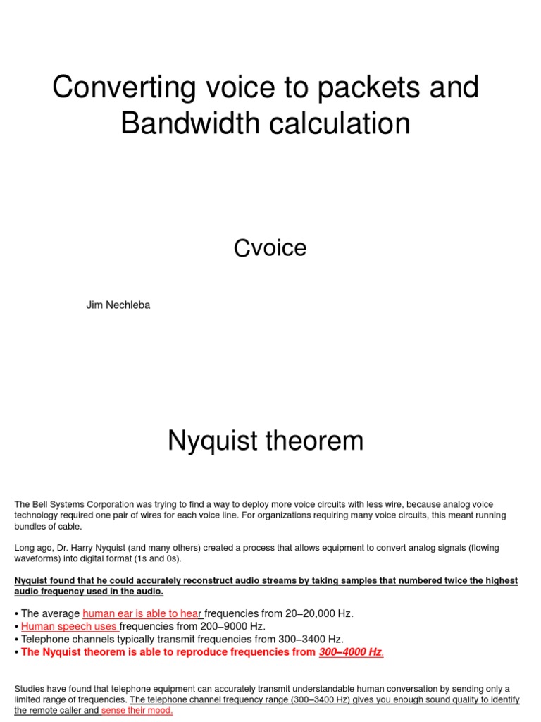 Voice Packet Conversion & Bandwidth Guide | PDF | Sampling (Signal ...