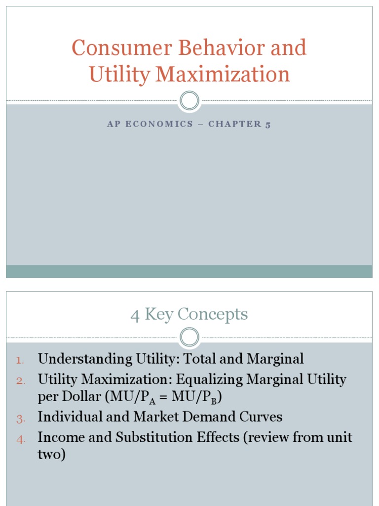 Consumer Behavior and Utility Maximization: Ap Economics - Chapter 5 ...
