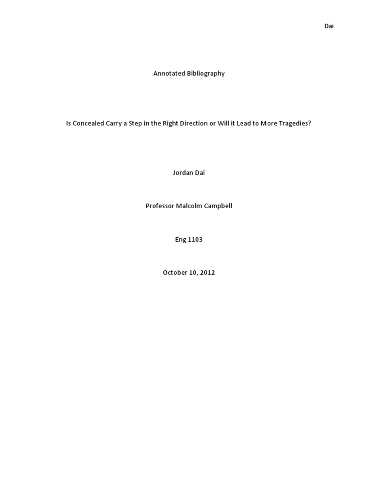 Annotated Bibliography | PDF | Gun Politics In The United States ...