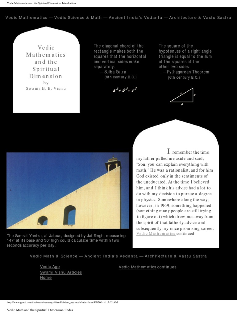 Vedic Math and Spiritual Dimensions | PDF | Geometry | Teaching Mathematics