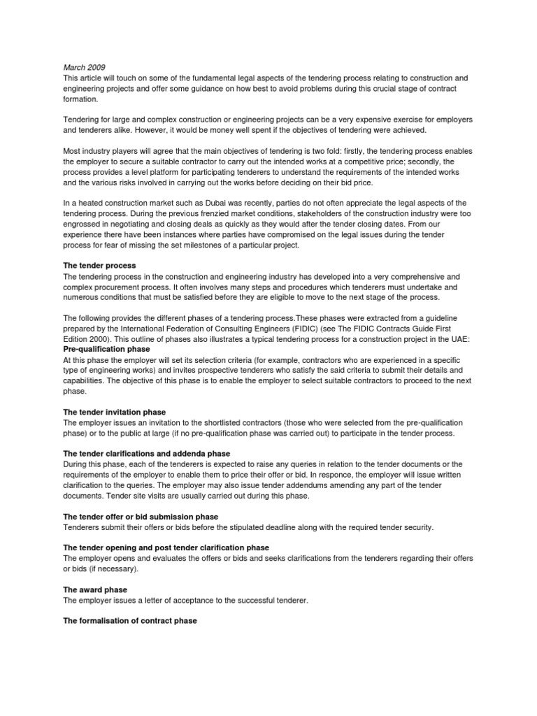 Tender Phases | PDF | Procurement | Government