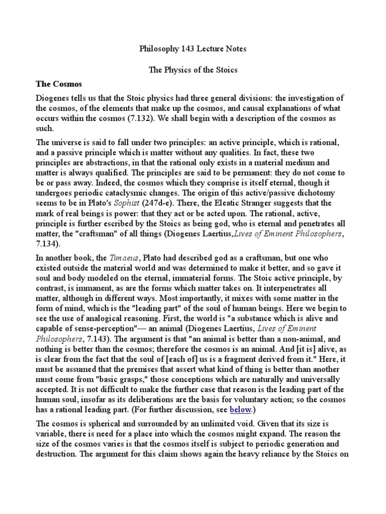 The Physics of The Stoics | PDF | Soul | Stoicism