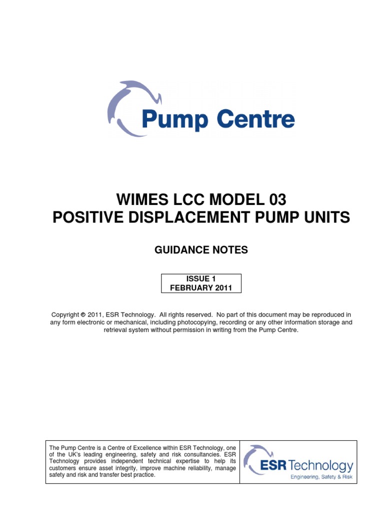 WIMES LCC Model 03 PD Pumps Issue 1 Guidance Notes | PDF | Pump | Inflation