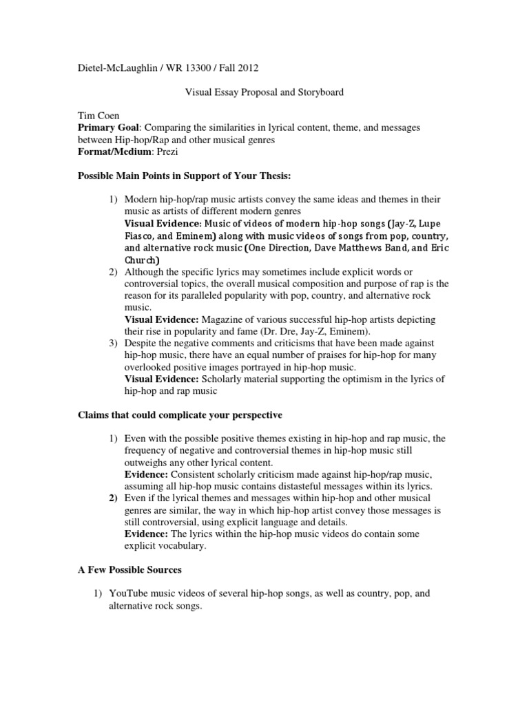 Hip Hop Visual Essay Proposal | PDF | Hip Hop Music | Rock Music