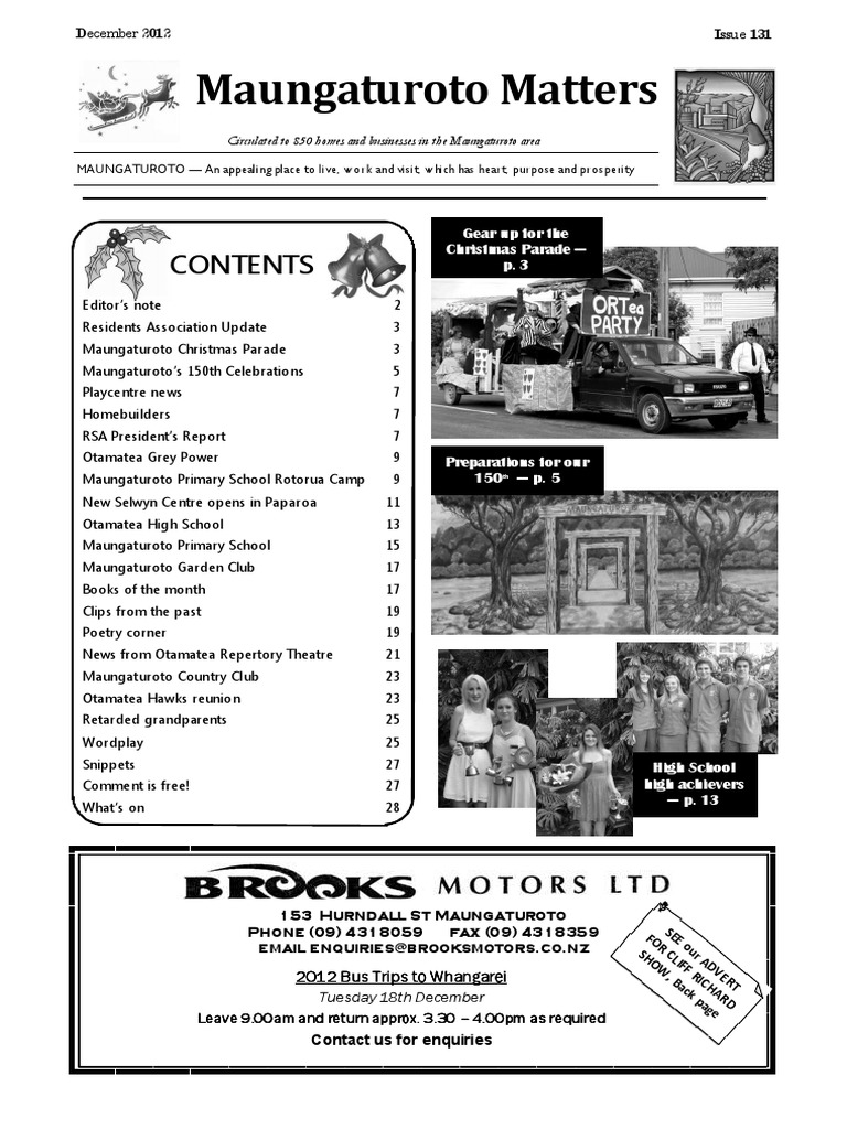 Maungaturoto Matters December 2012 Web | PDF | Concrete | Old Age