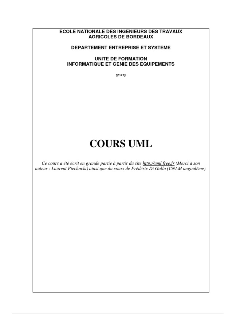 Cours UML | PDF | Programmation orientée objet | Langage de Modélisation Unifié