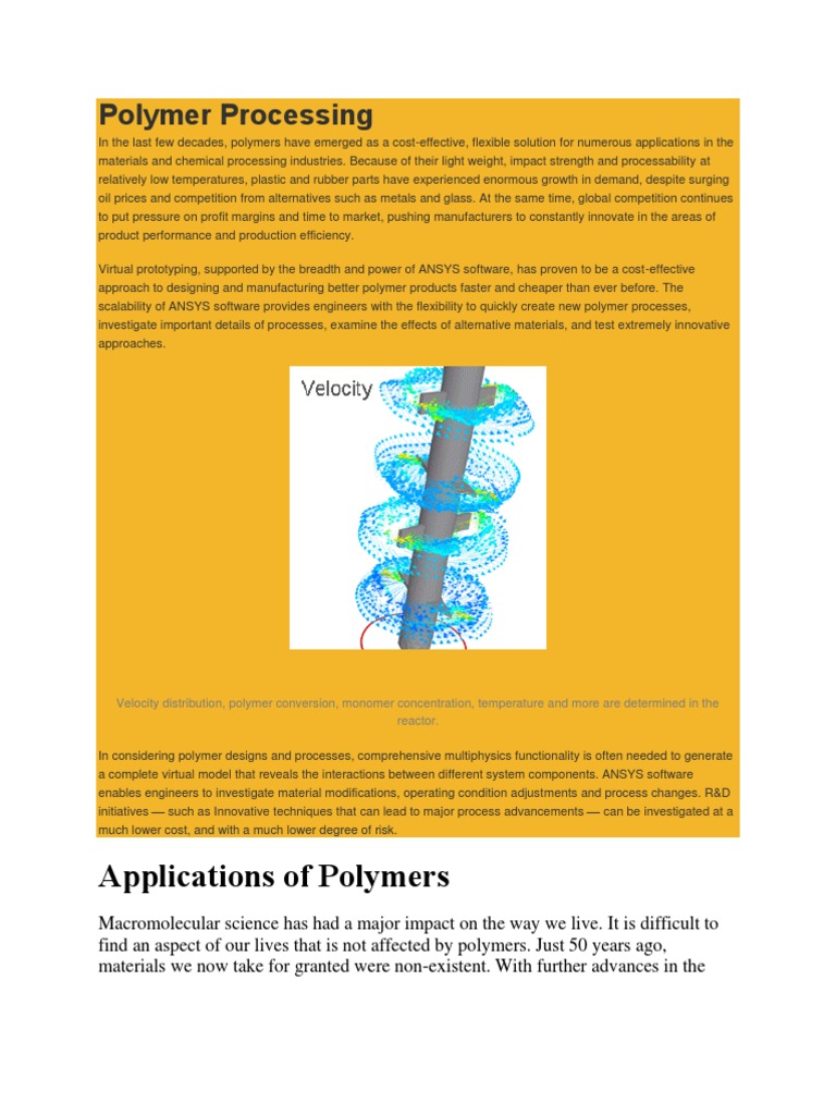 Polymer Processing | PDF | Polymerization | Polymers
