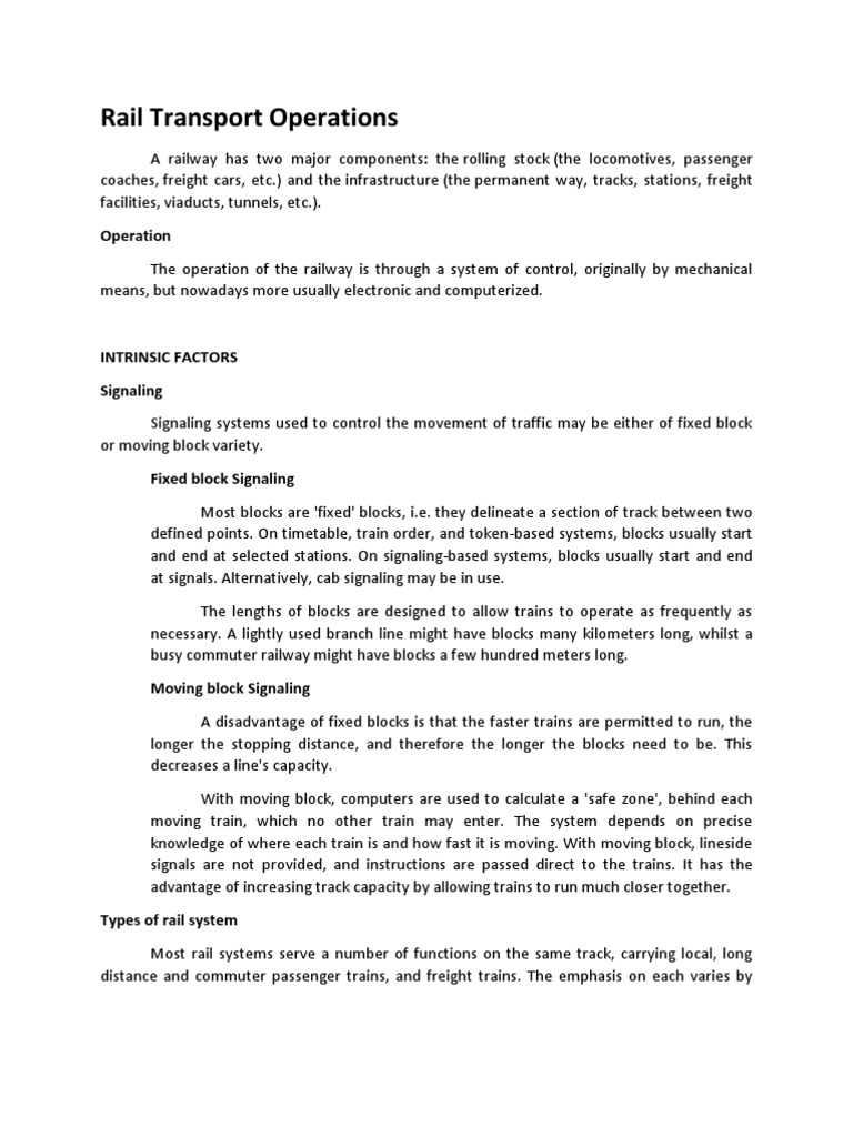 Rail Transport Operations | PDF | Train | Rail Transport
