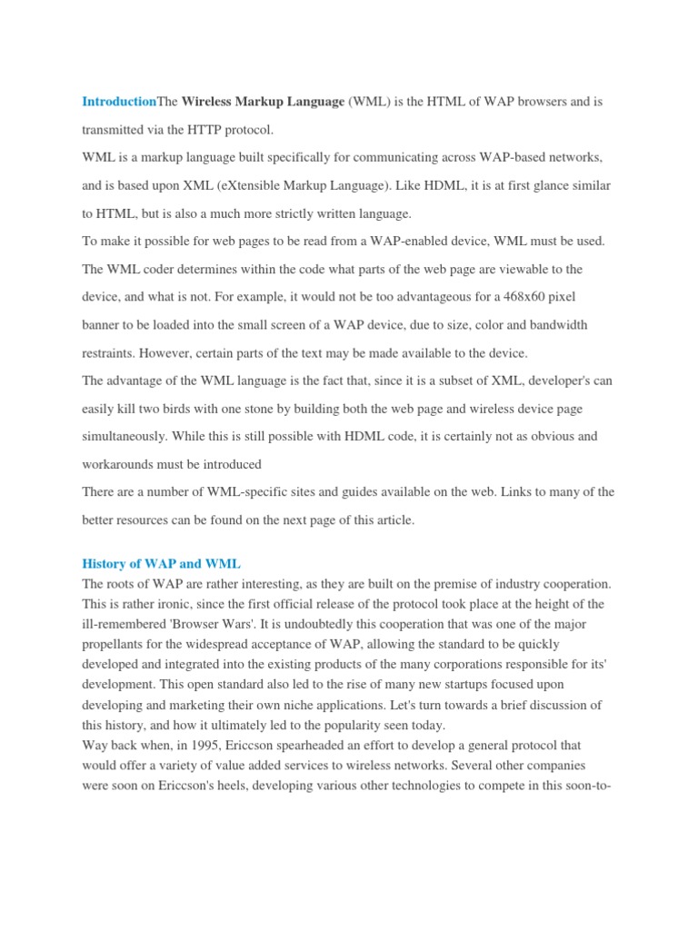 Wireless Markup Language | PDF | Html Element | Html