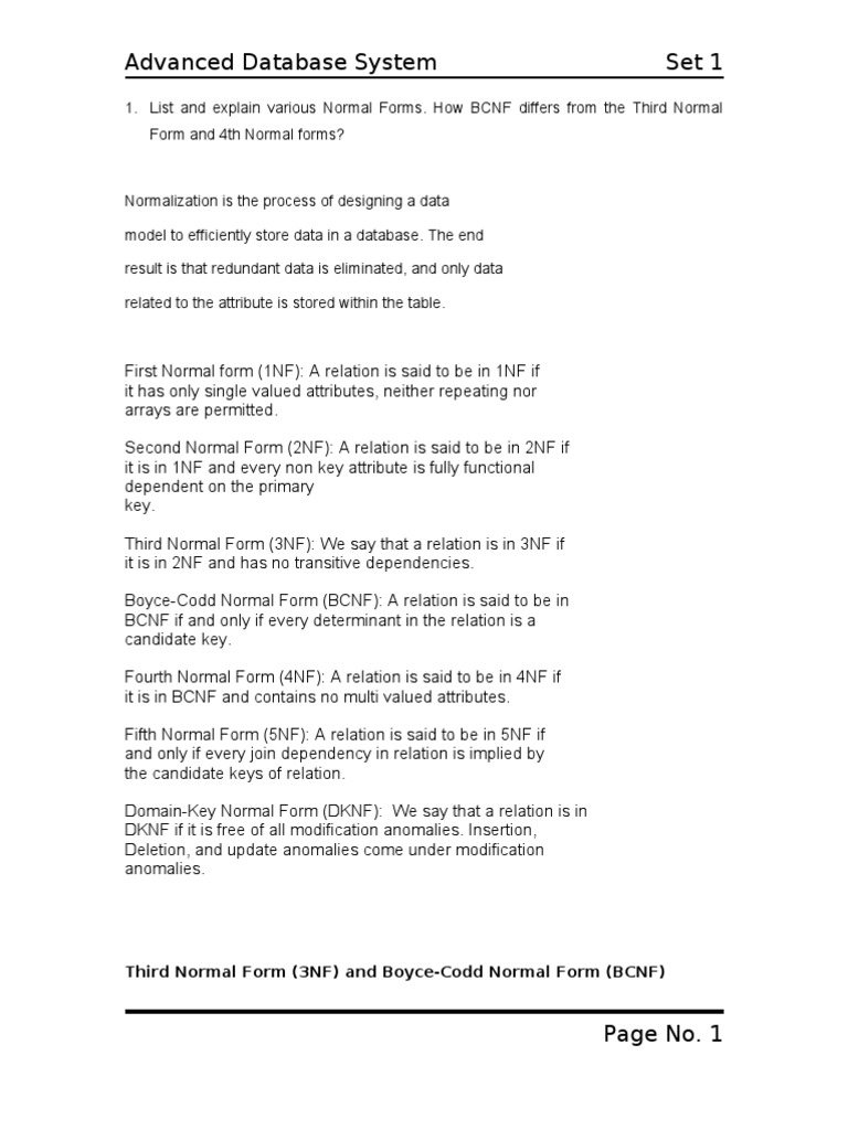 Database Normal Forms and Query Optimization | PDF | Databases | Object ...