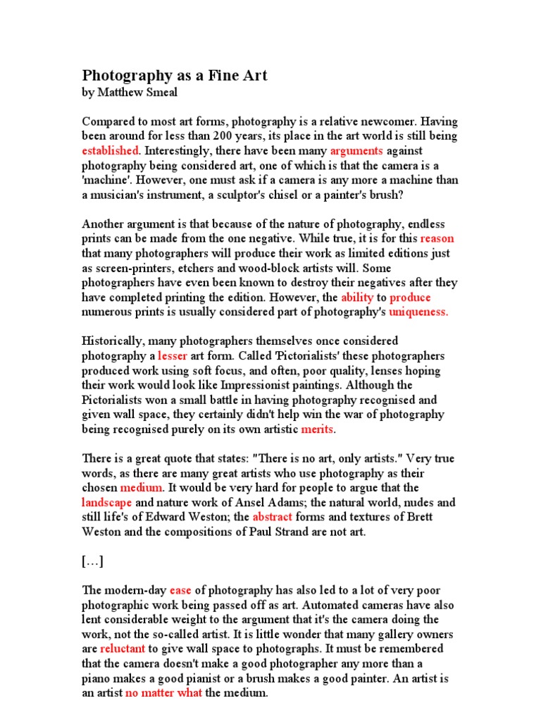 Photography As A Fine Art by Matthew Smeal | PDF | Fine Art | Paintings
