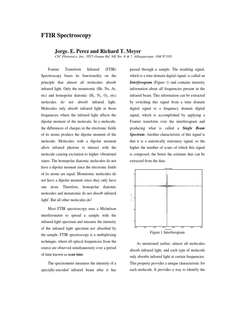 FTIR Spectroscopy: Jorge. E. Perez and Richard T. Meyer | PDF ...