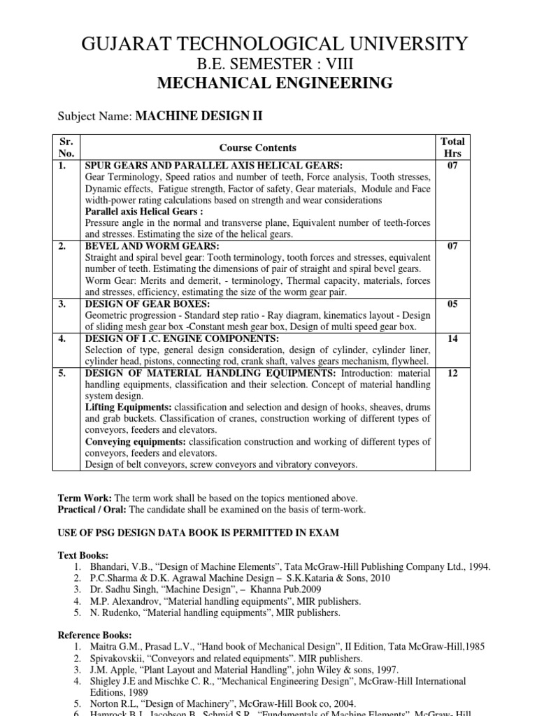 Machine Design - II | PDF | Gear | Kinematics