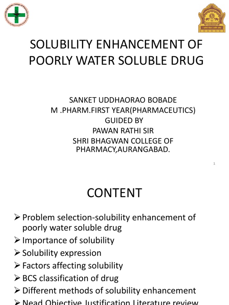 Solubility Enhancer For Poorly Water Soluble Drugs | PDF | Solubility ...
