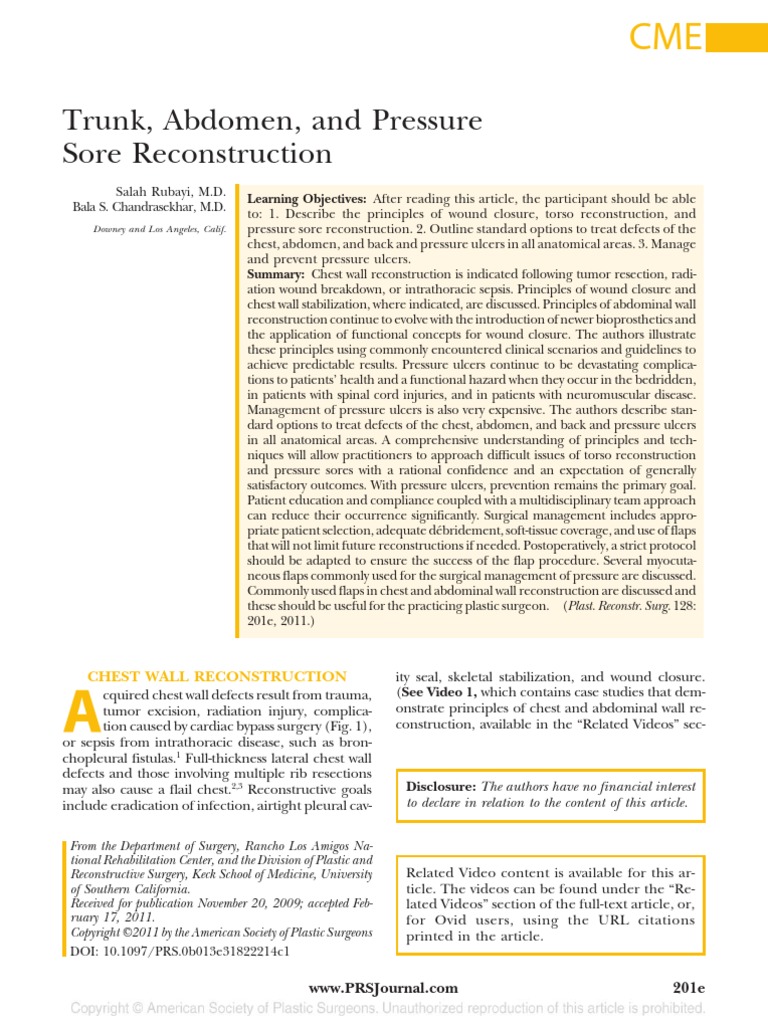 CME Trunk, Abdomen, and Pressure Sore Reconstruction | PDF | Surgery ...