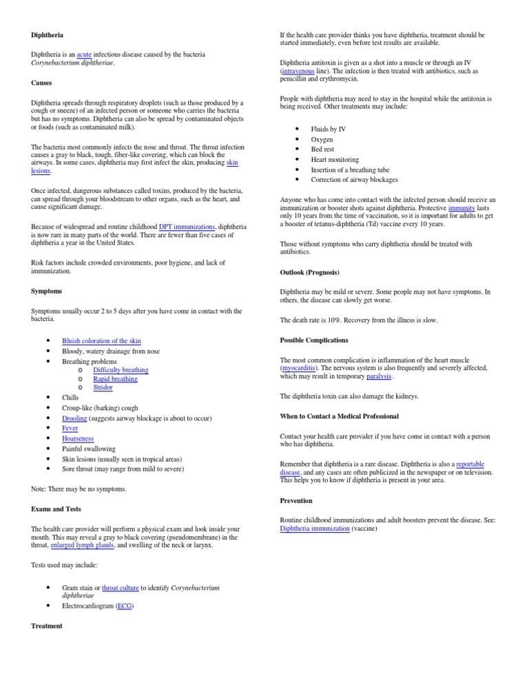 Understanding Diphtheria: Causes and Care | PDF | Self-Improvement