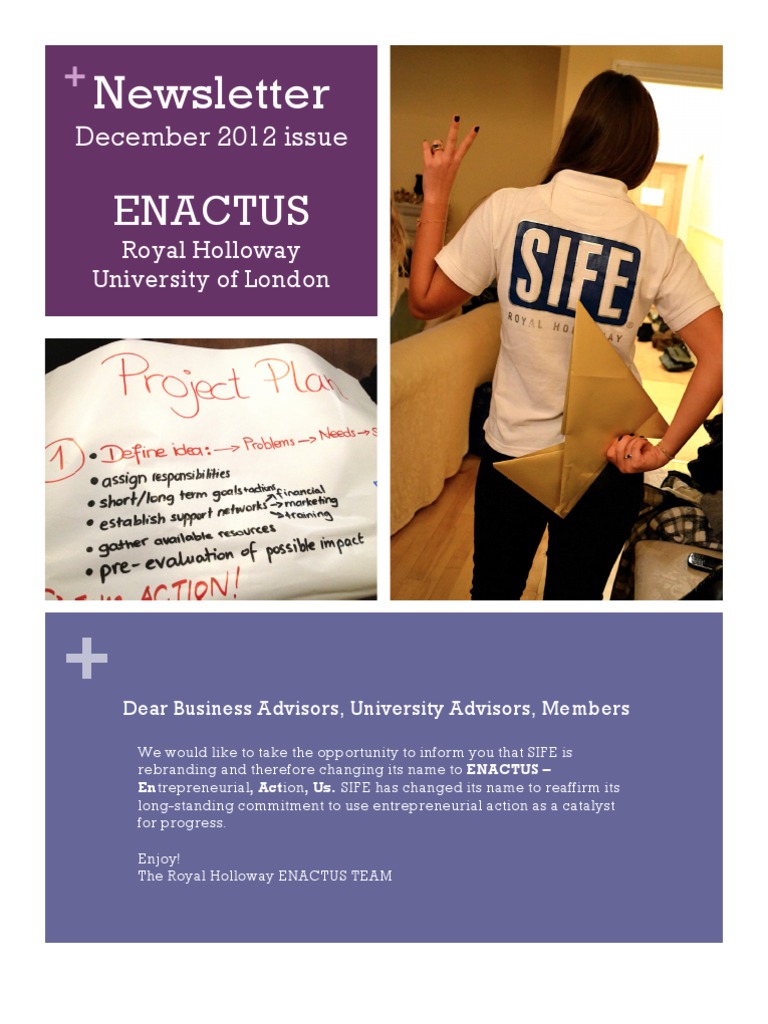 ENACTUS Royal Holloway December 2012 Newsletter | PDF | Behavior ...